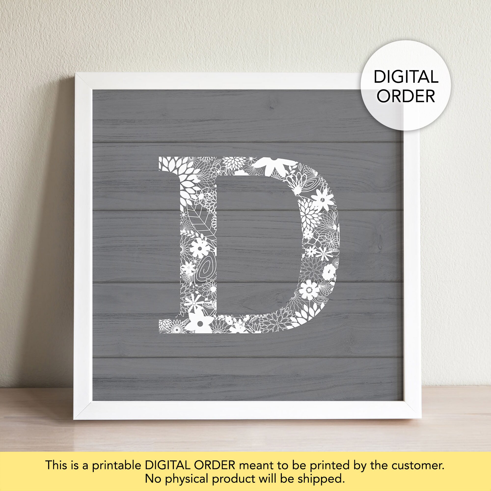 Gray Letter D Farmhouse Letter D Letter D Printable Rustic | Etsy
