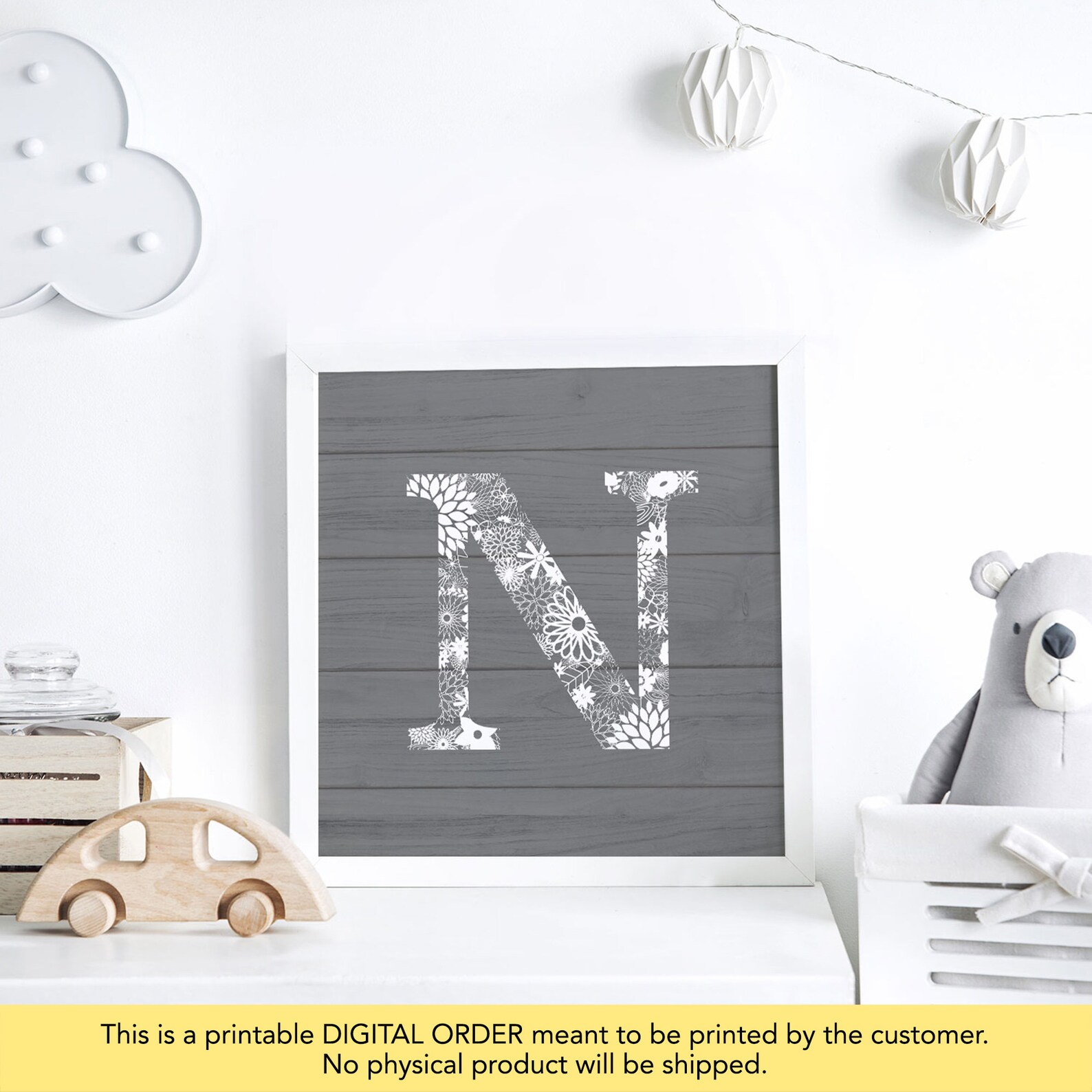 Letter N for Wall Rustic Letter N Gray Letter N Printable - Etsy