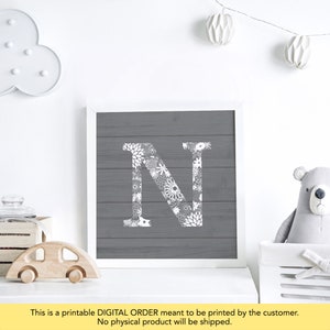 Letter N for Wall, Rustic Letter N, Gray Letter N, Printable Letter N ...