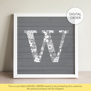 Letter W, Letter W Wall Decor, Letter W Print, Printable Letter W, W ...