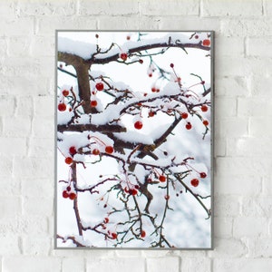 Printable Winter Art, Winter Berries, Snow Berry, Winter Scene Art ...