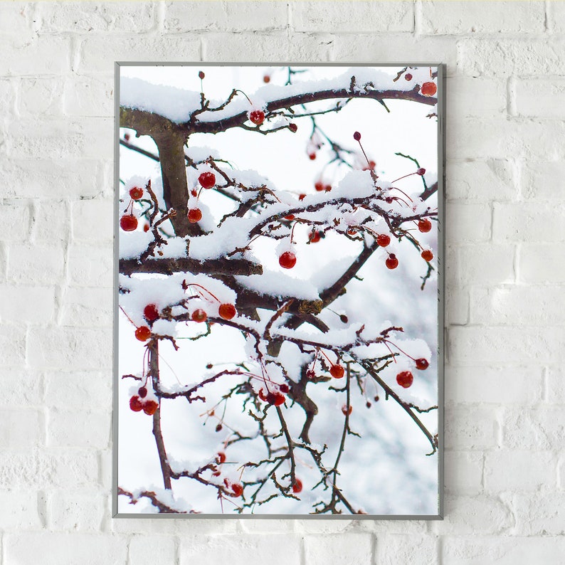 Printable Winter Art Winter Berries Snow Berry Winter Scene - Etsy