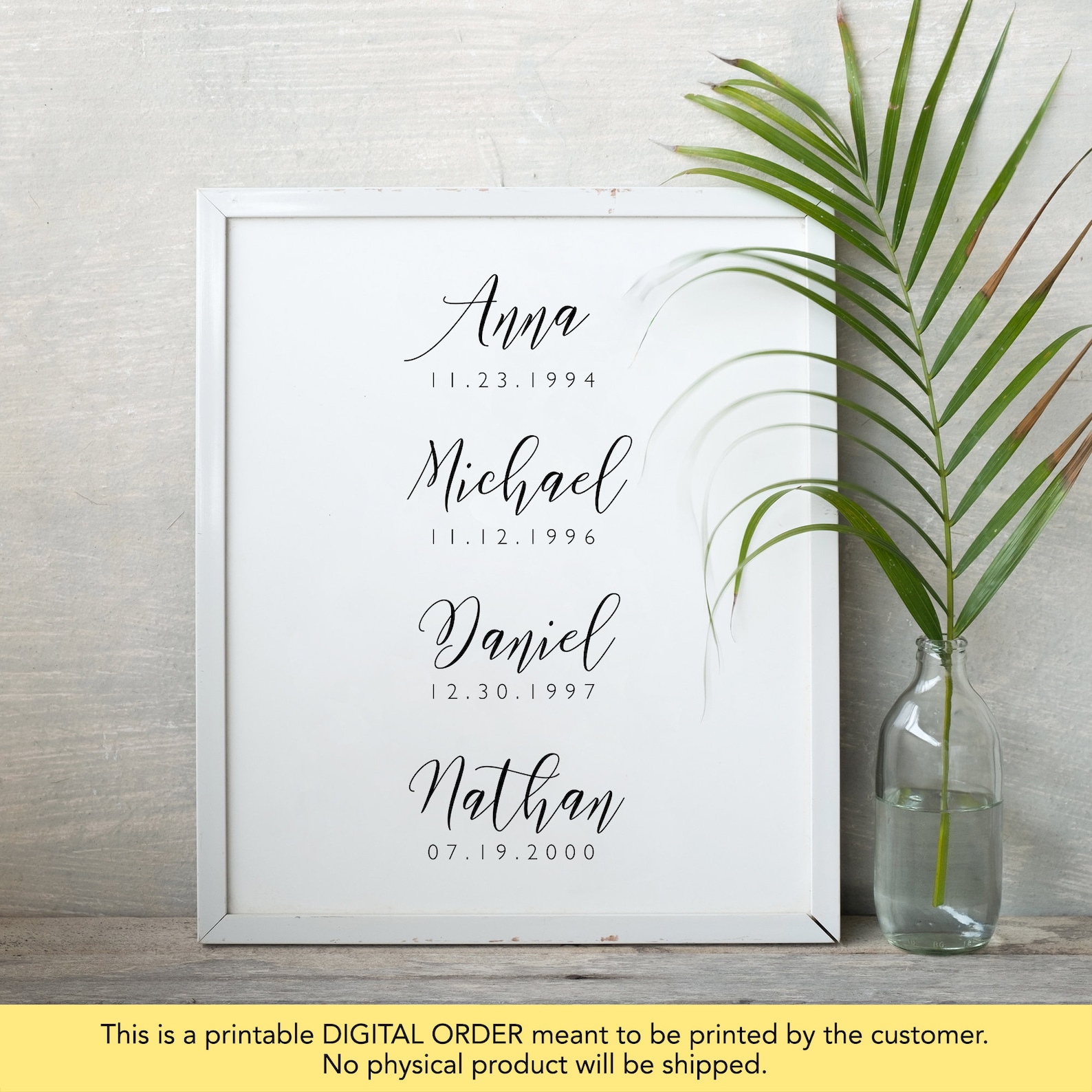 Important Dates Sign, Personalized Wall Art, Kids Birthdates, Family ...