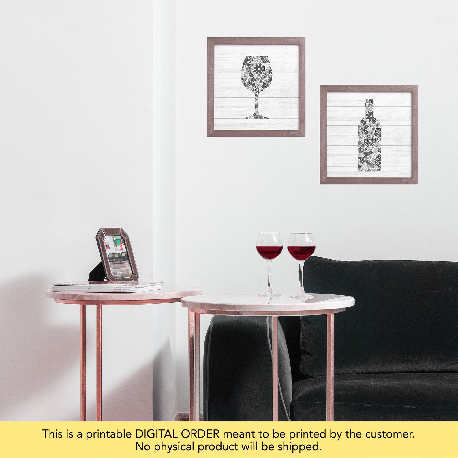 Wine Printable Wall Art, Wine Decor Set of 2, Wine Print Download ...
