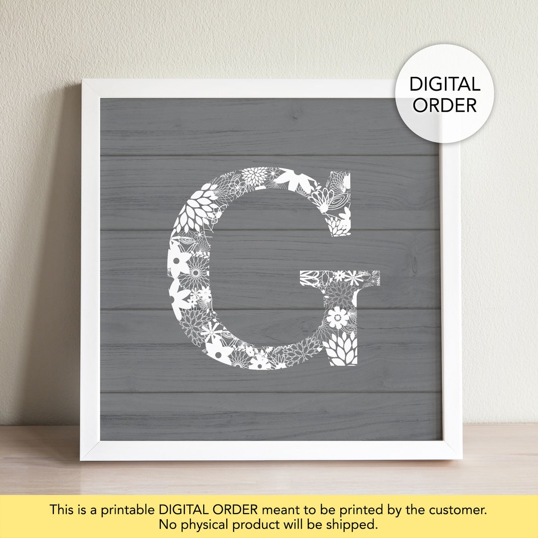 Letter G Wall Decor, Printable Rustic Letter G, Wood Letter G ...