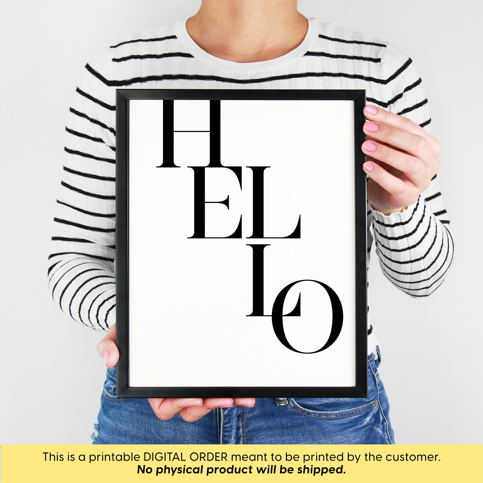 Hello Sign, Hello Printable, Hello Wall Art, Hello Sign for Entryway ...
