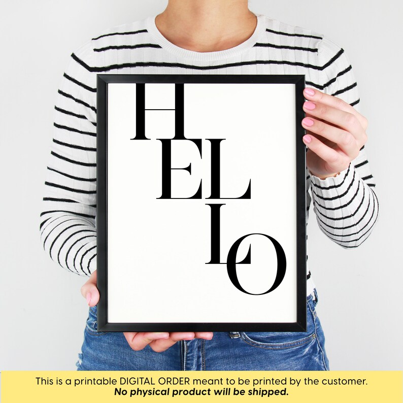 Hello Sign Hello Printable Hello Wall Art Hello Sign for - Etsy