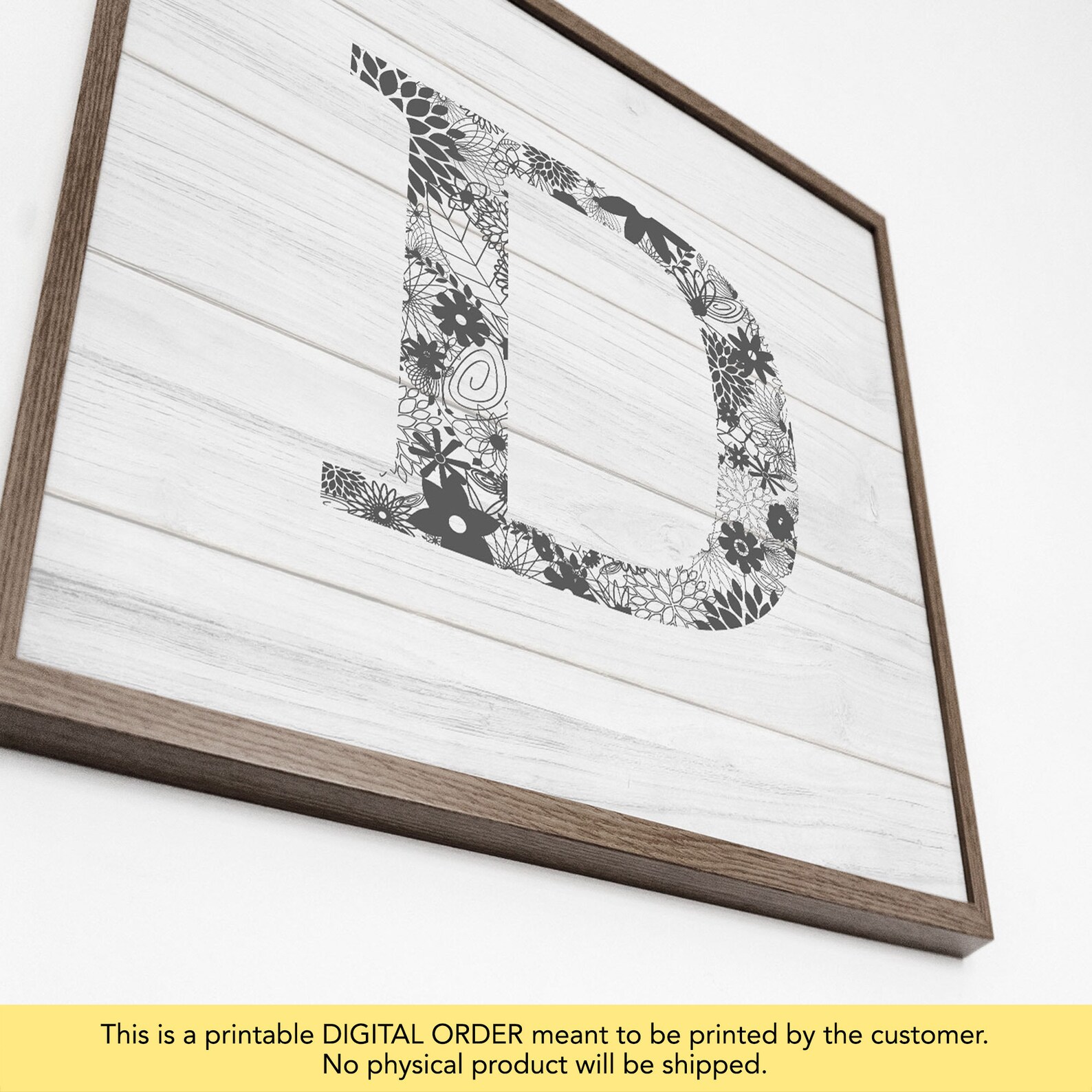 Gray Letter D Farmhouse Letter D Letter D Printable Rustic | Etsy