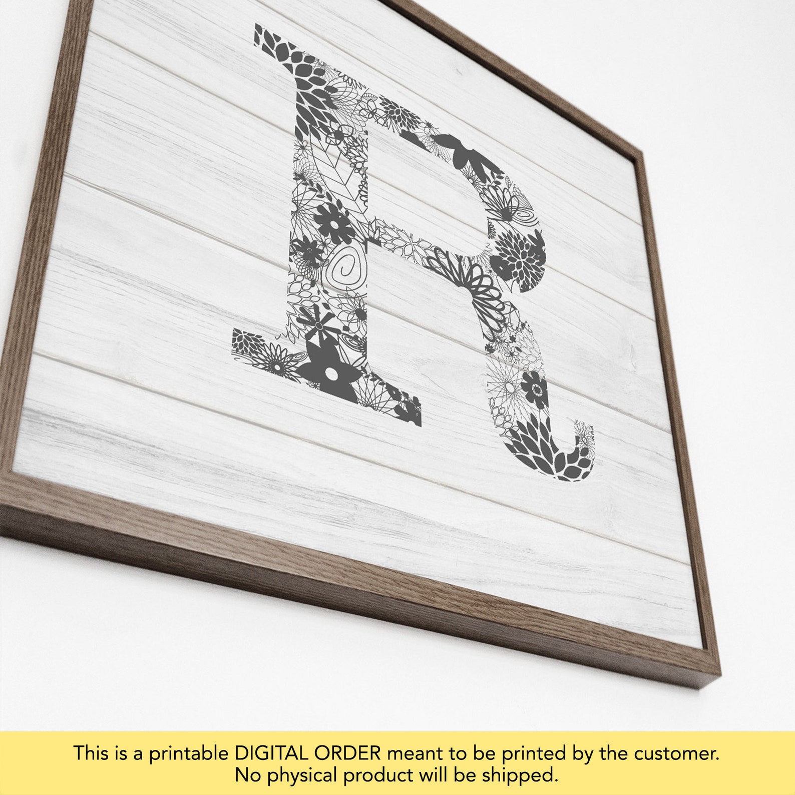 Letter R Wall Decor Gray R Print Wood Letter R Printable | Etsy