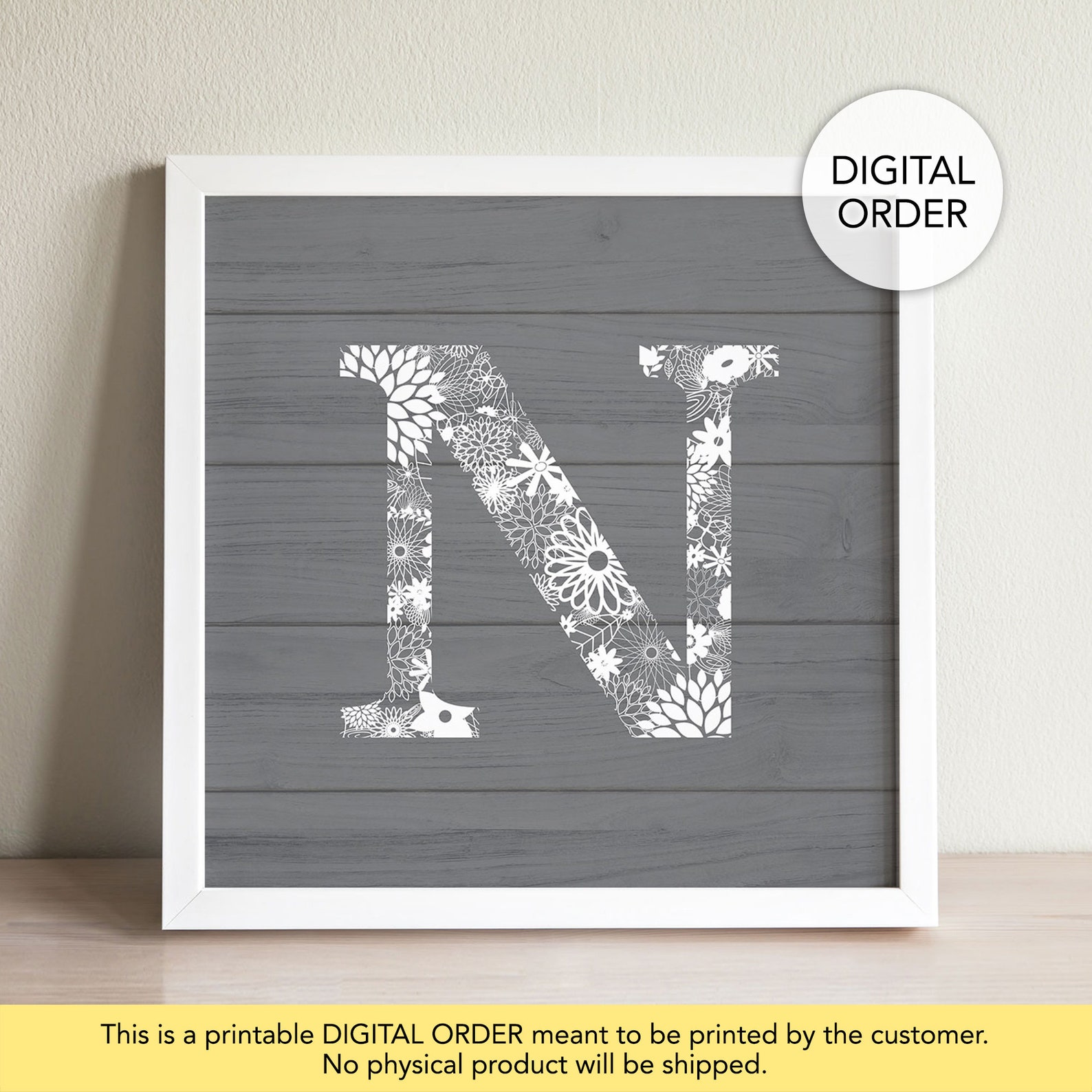 Letter N for Wall Rustic Letter N Gray Letter N Printable - Etsy