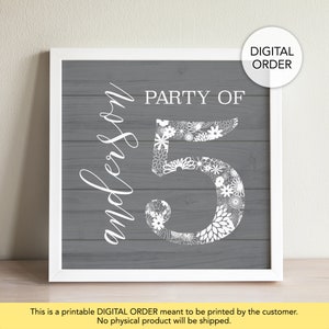 Party of 5 Printable, Party of Five Sign, Family Number Printable ...