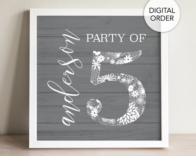 Family Party of Printable-family Sign-custom Family Print-party of 5 ...