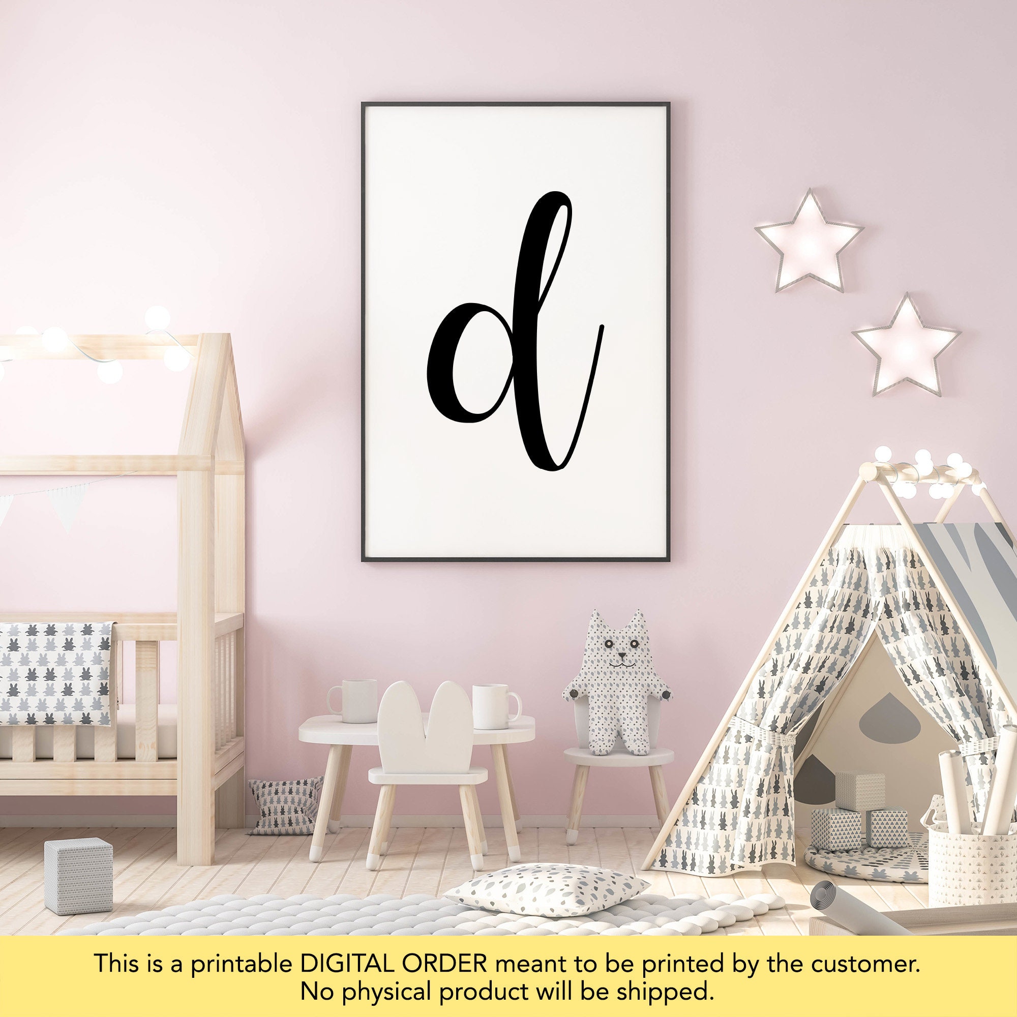 Printable Letter D, Letter Wall Decor Printable, Letter D Print, Letter ...