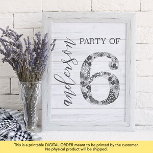 Party of Six Sign, Party of 6 Wood Sign, Custom Family Printable ...