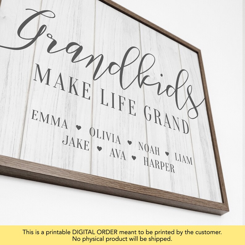 Grandkids Make Life Grand Sign, Grandkids Print, Grandchildren Wall ...