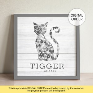Personalized Cat Wall Art, Custom Cat Print, Printable Cat Art, Pet ...