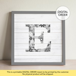 Letter E Wall Decor, Letter E Print, Printable Letter E, Wood Letter E ...