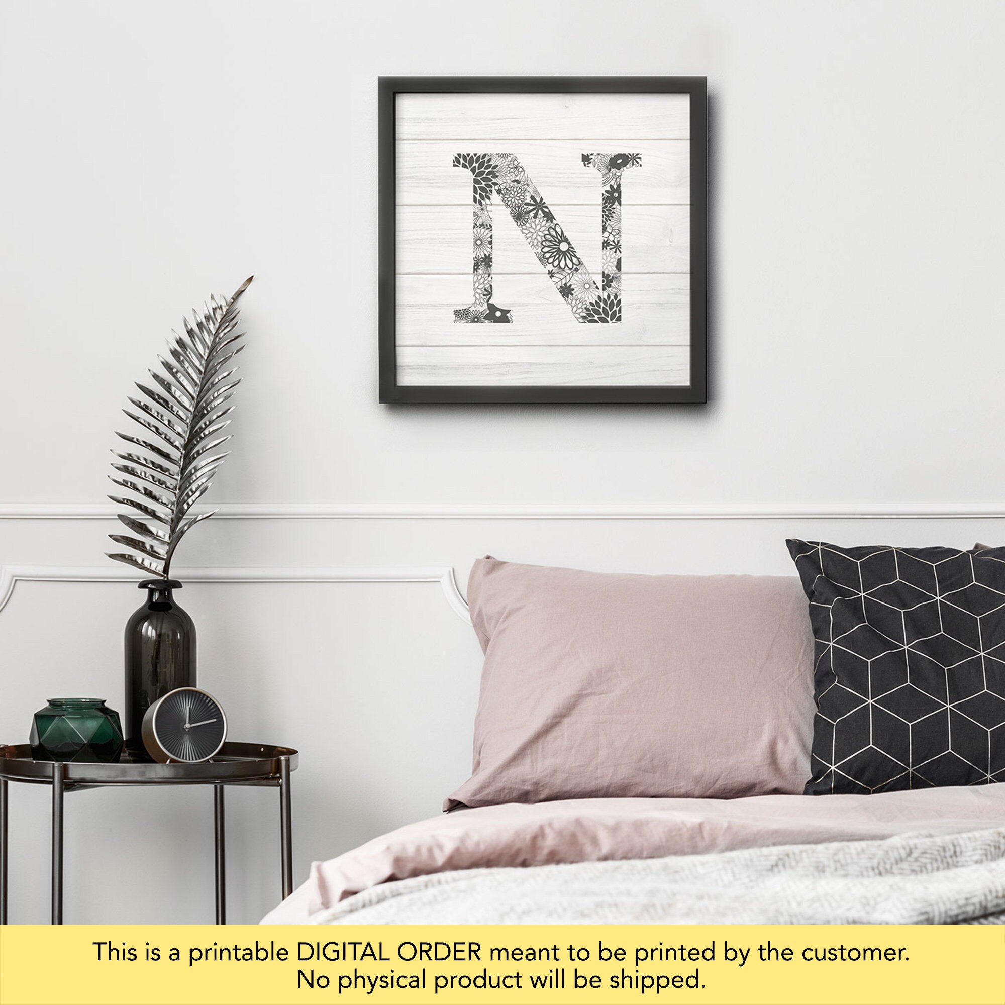 Letter N for Wall Rustic Letter N Gray Letter N Printable - Etsy