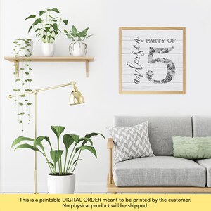 Party of 5 Printable, Party of Five Sign, Family Number Printable ...