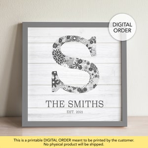 Last Name Letter Sign, Personalized Last Name Print, Last Name Initial ...