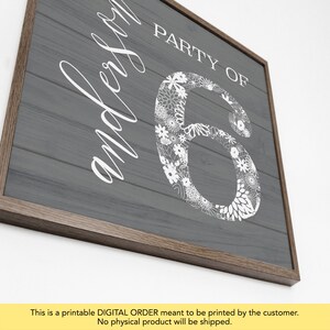 Party of Six Sign, Party of 6 Wood Sign, Custom Family Printable ...