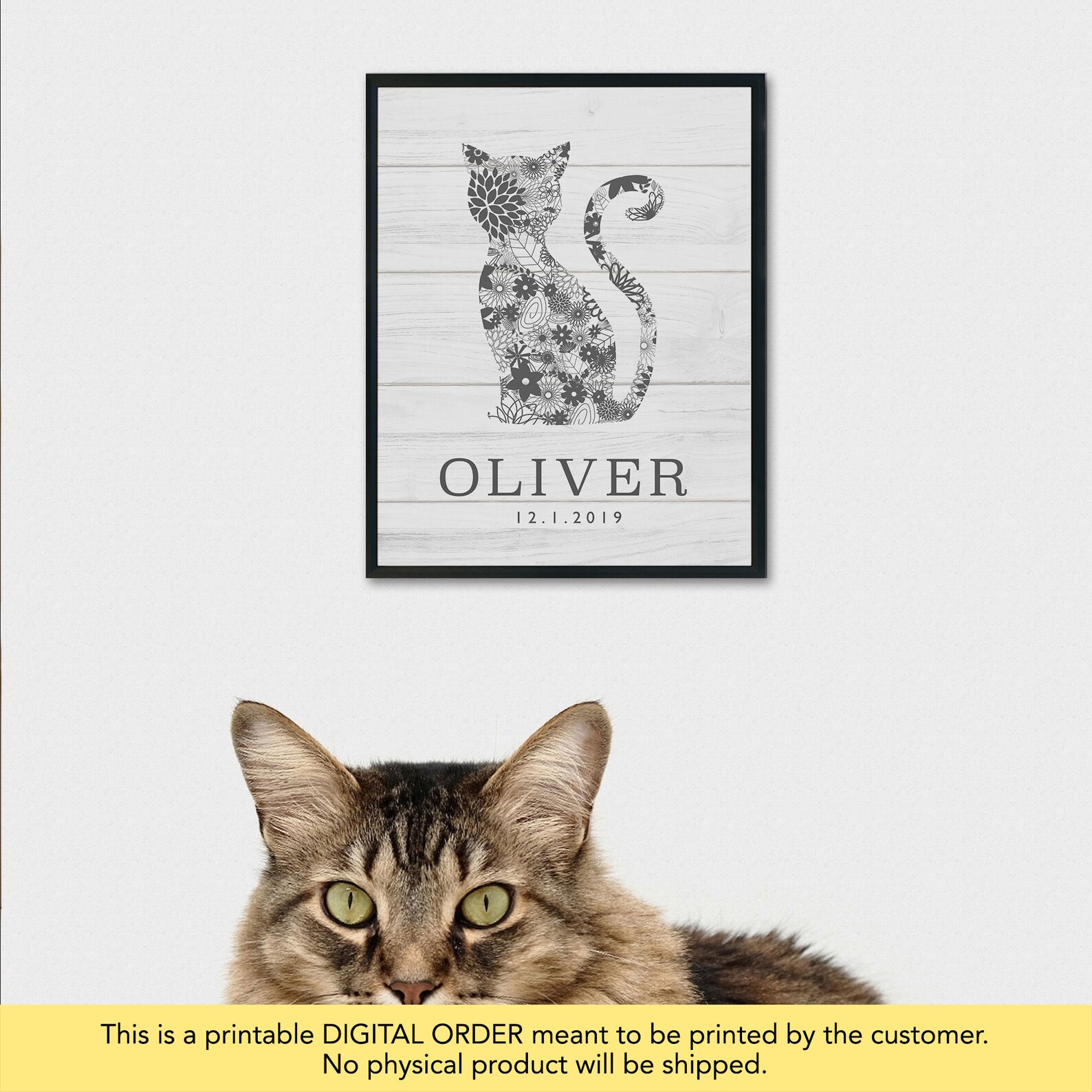 Personalized Cat Wall Art, Custom Cat Print, Printable Cat Art, Pet ...