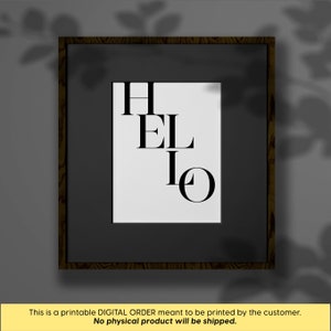 Hello Sign, Hello Printable, Hello Wall Art, Hello Sign for Entryway ...
