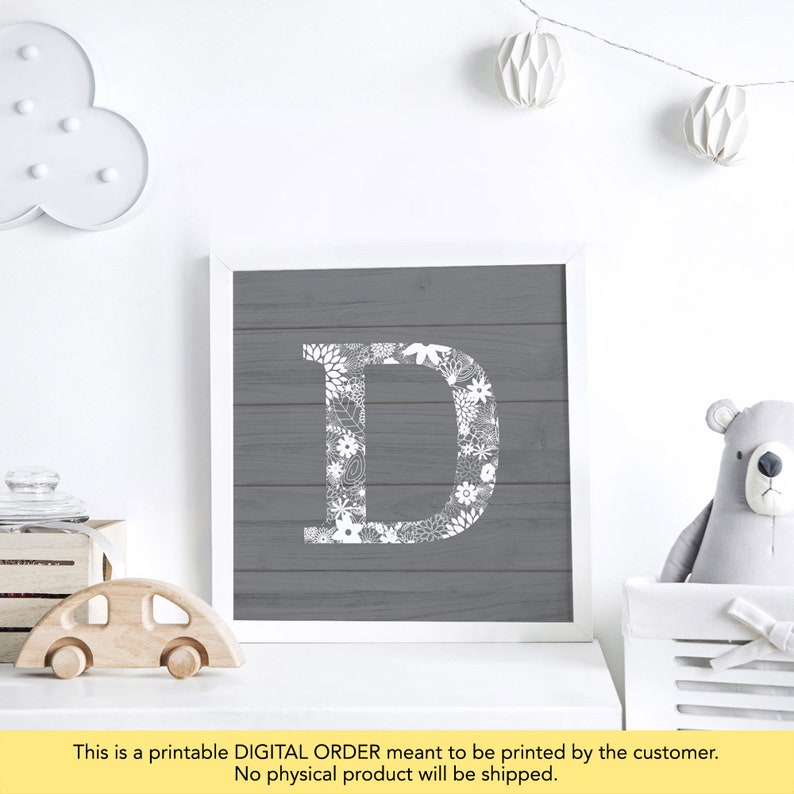 Gray Letter D Farmhouse Letter D Letter D Printable Rustic | Etsy