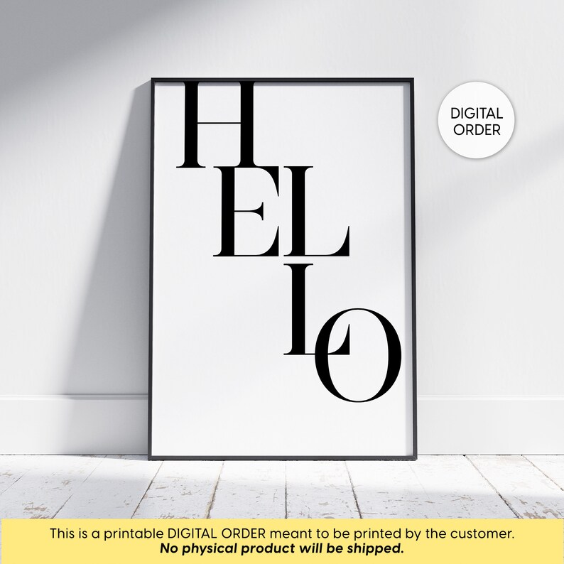 Hello Sign Hello Printable Hello Wall Art Hello Sign for - Etsy