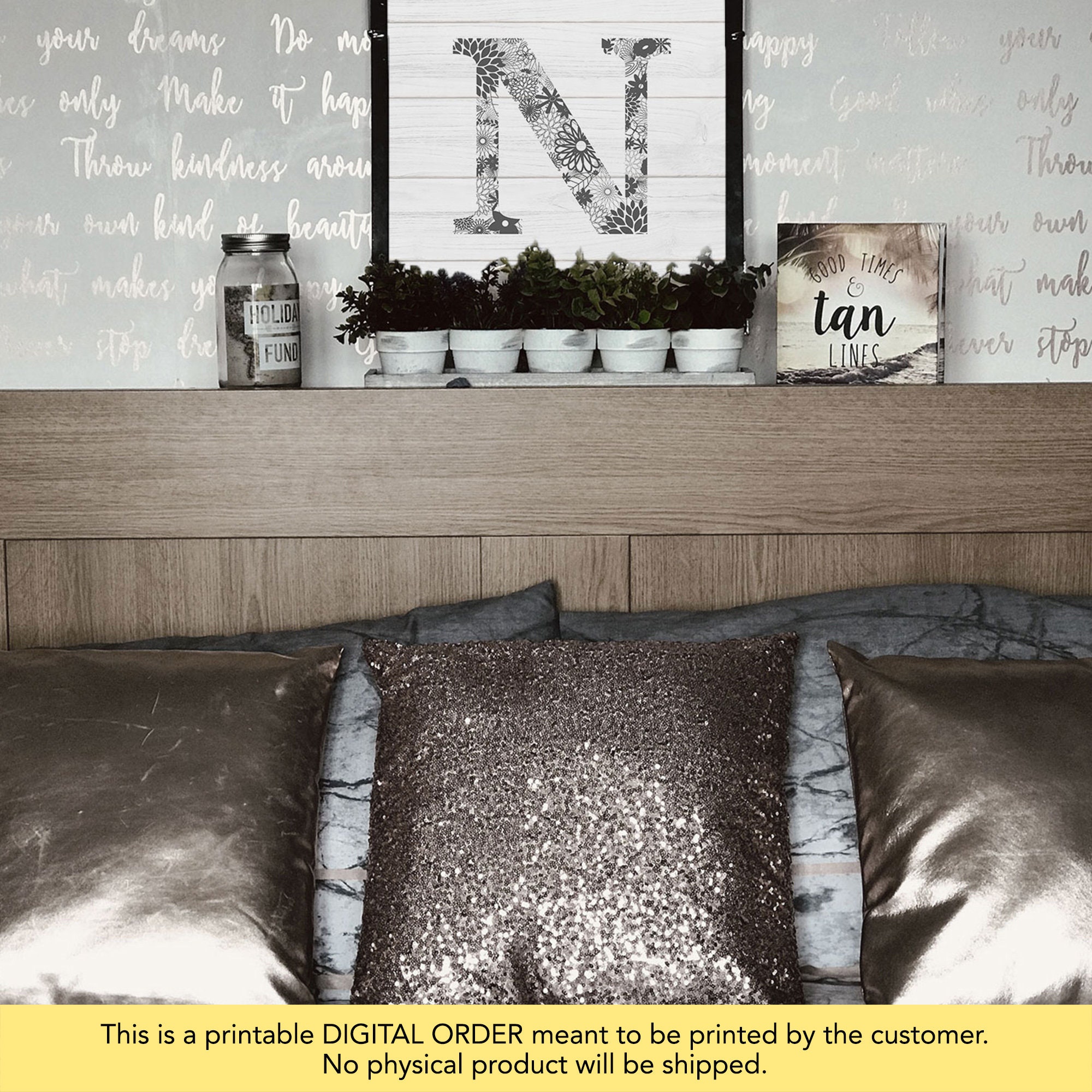 Letter N for Wall, Rustic Letter N, Gray Letter N, Printable Letter N ...