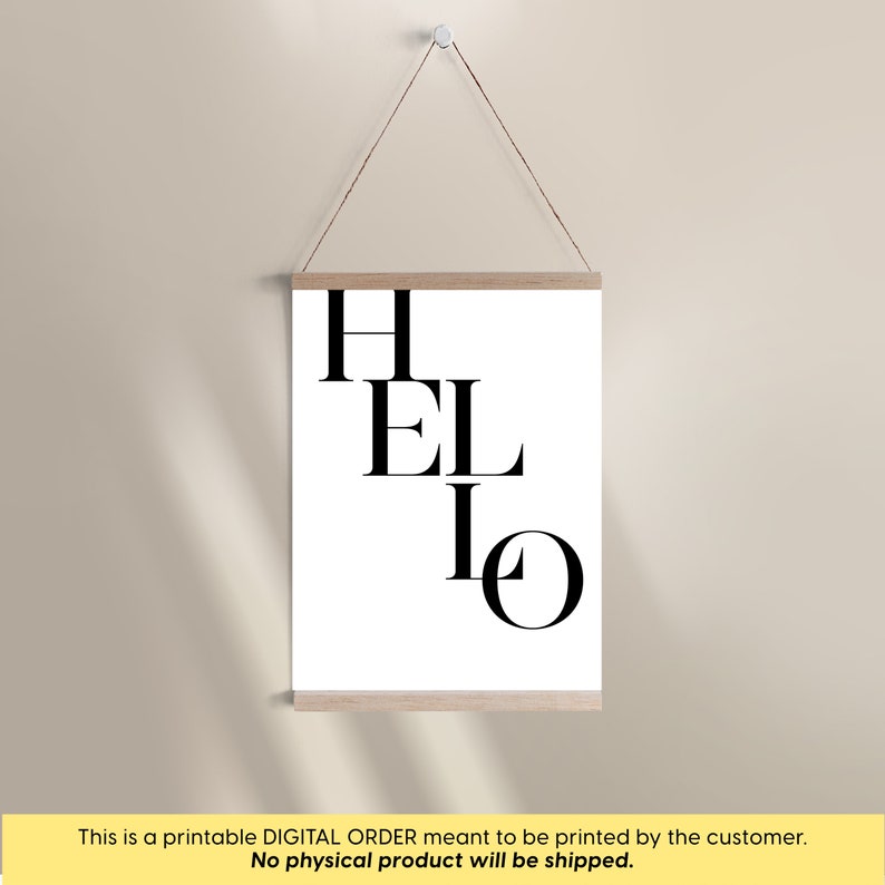 Hello Sign Hello Printable Hello Wall Art Hello Sign for - Etsy