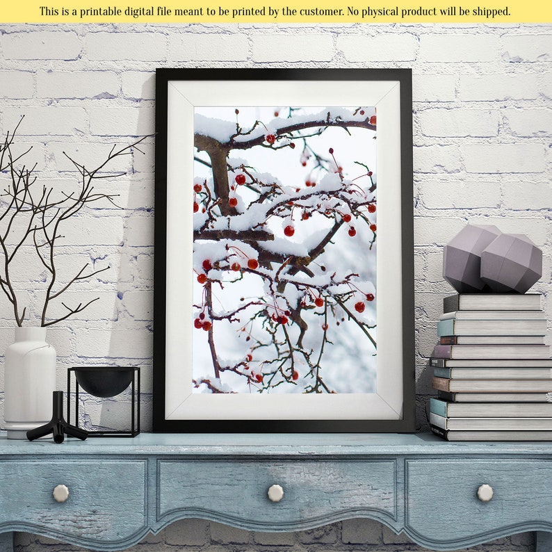 Printable Winter Art Winter Berries Snow Berry Winter Scene | Etsy