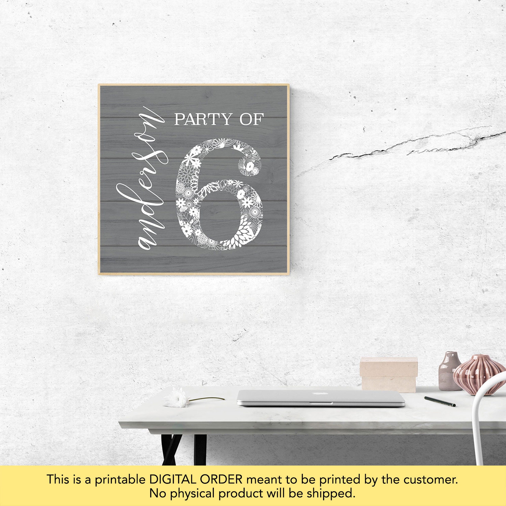 Party of Six Sign Party of 6 Wood Sign Custom Family | Etsy