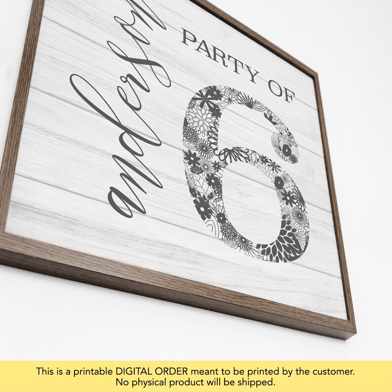 Party of Six Sign Party of 6 Wood Sign Custom Family - Etsy