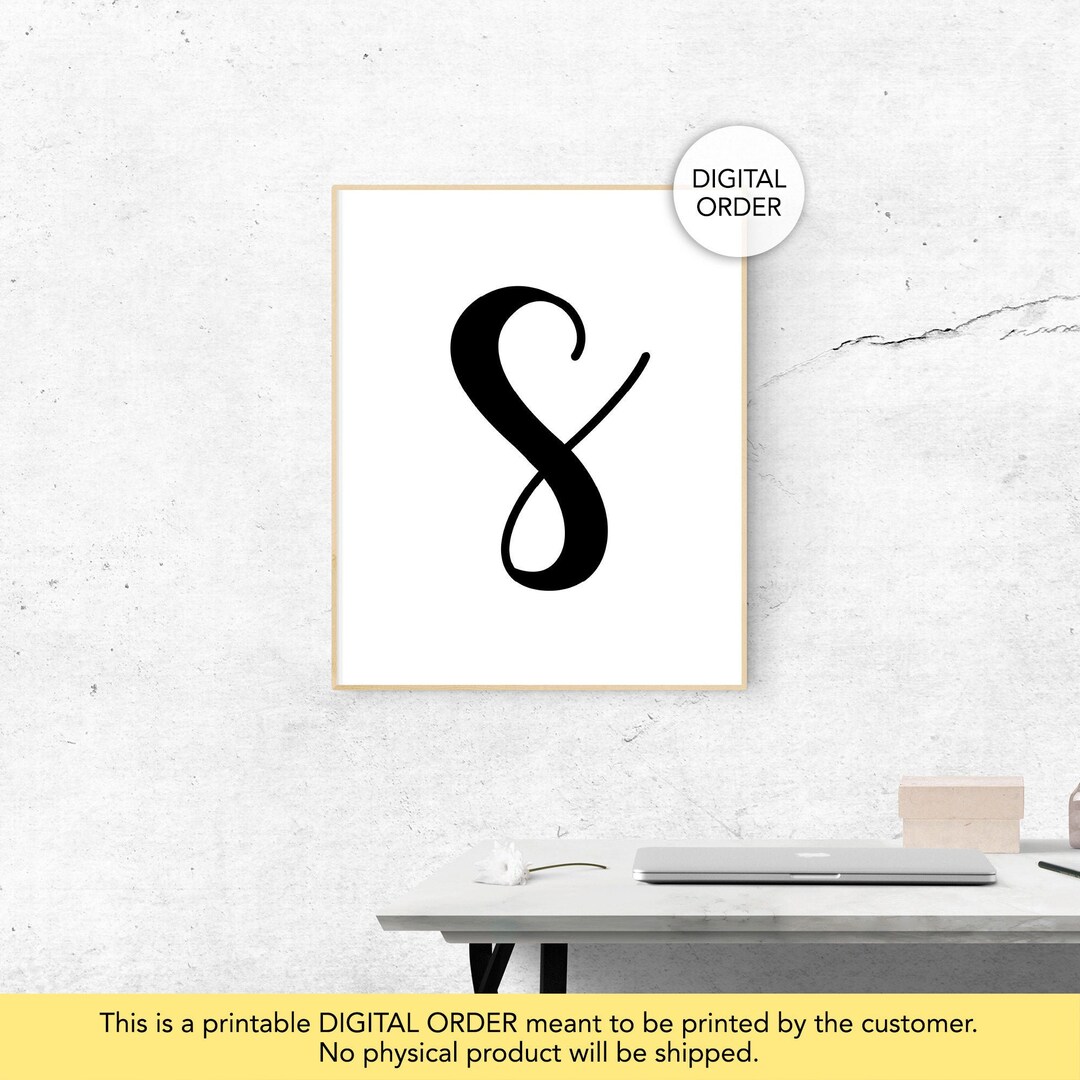 S Wall Art, Letter S Wall Decor, S Initial Print, Decorative Initials ...