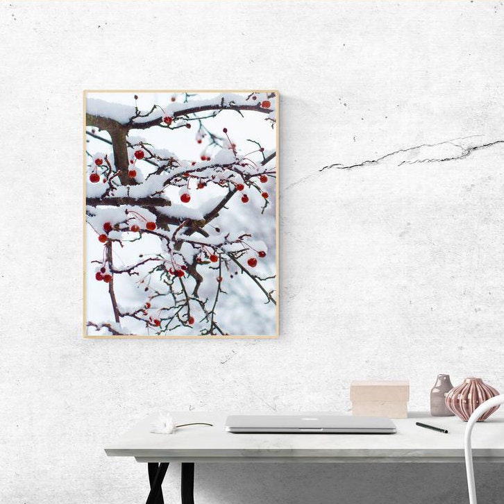 Printable Winter Art Winter Berries Snow Berry Winter Scene - Etsy