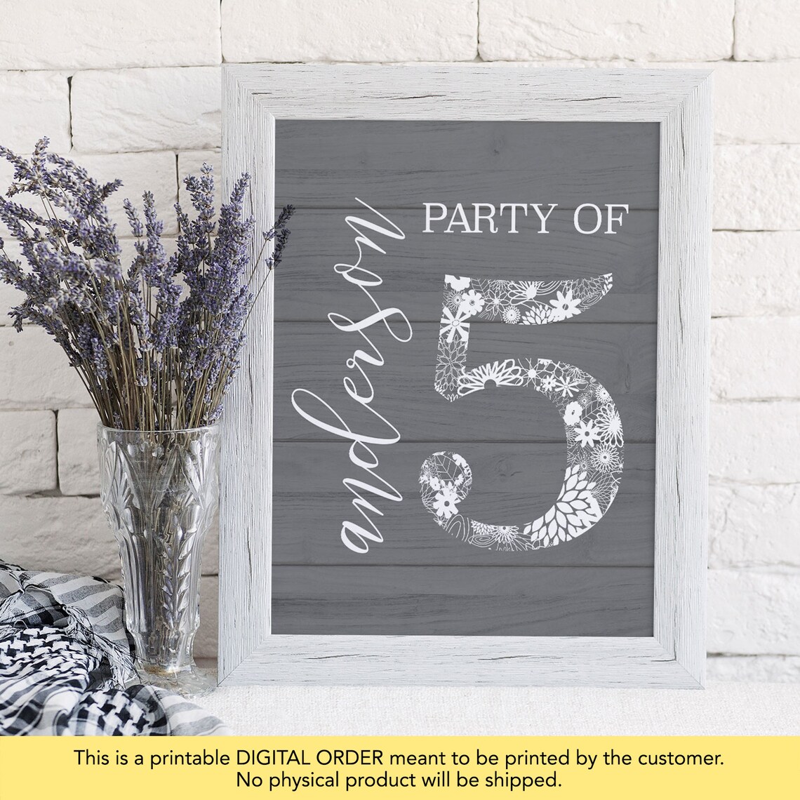 Party of 5 Printable Party of Five Sign Family Number | Etsy