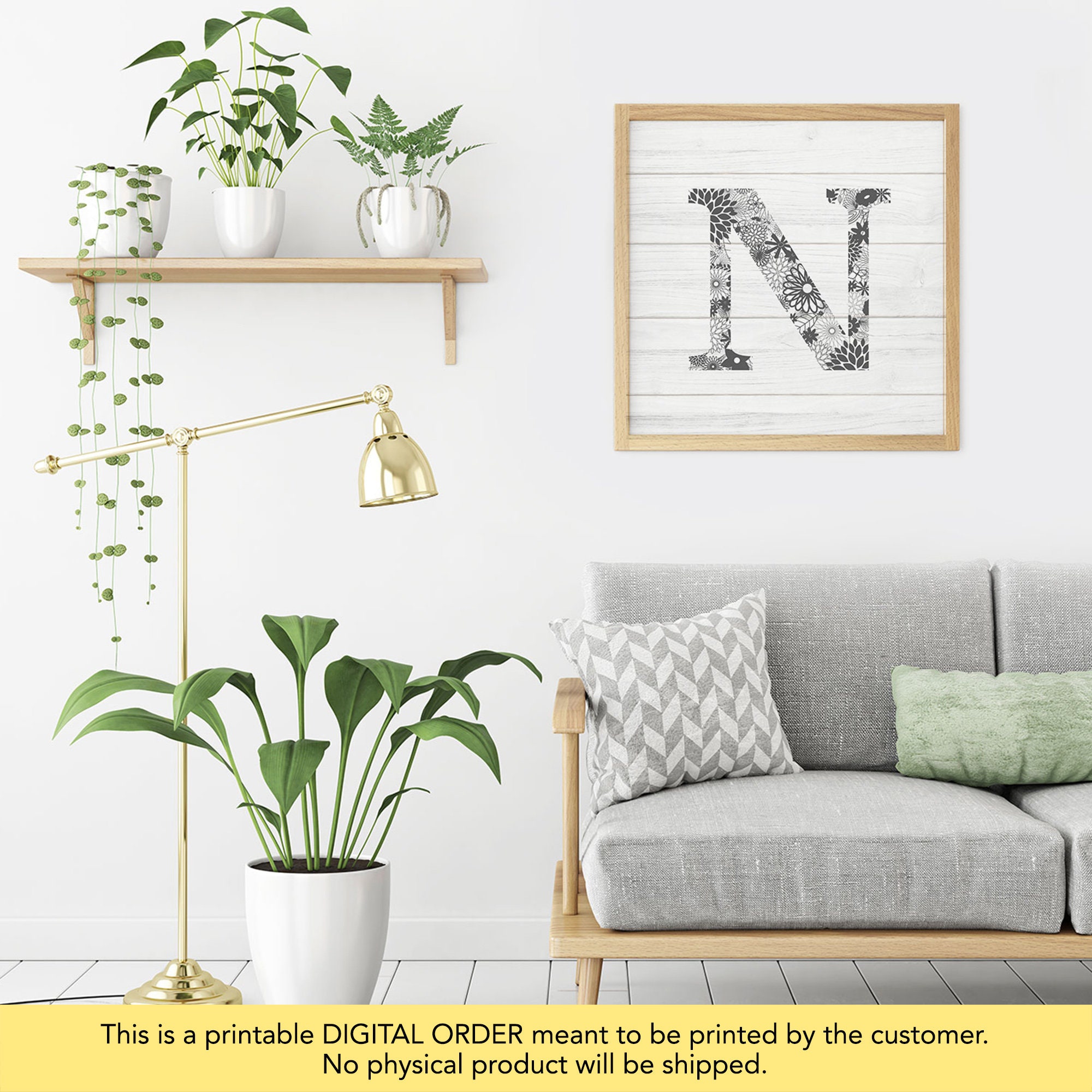 Letter N for Wall Rustic Letter N Gray Letter N Printable - Etsy