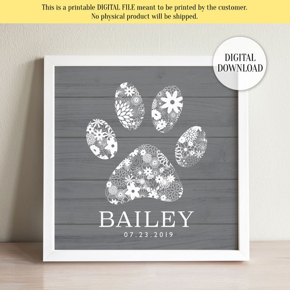 Custom Pet Name Sign Paw Print Sign Dog Name Sign | Etsy