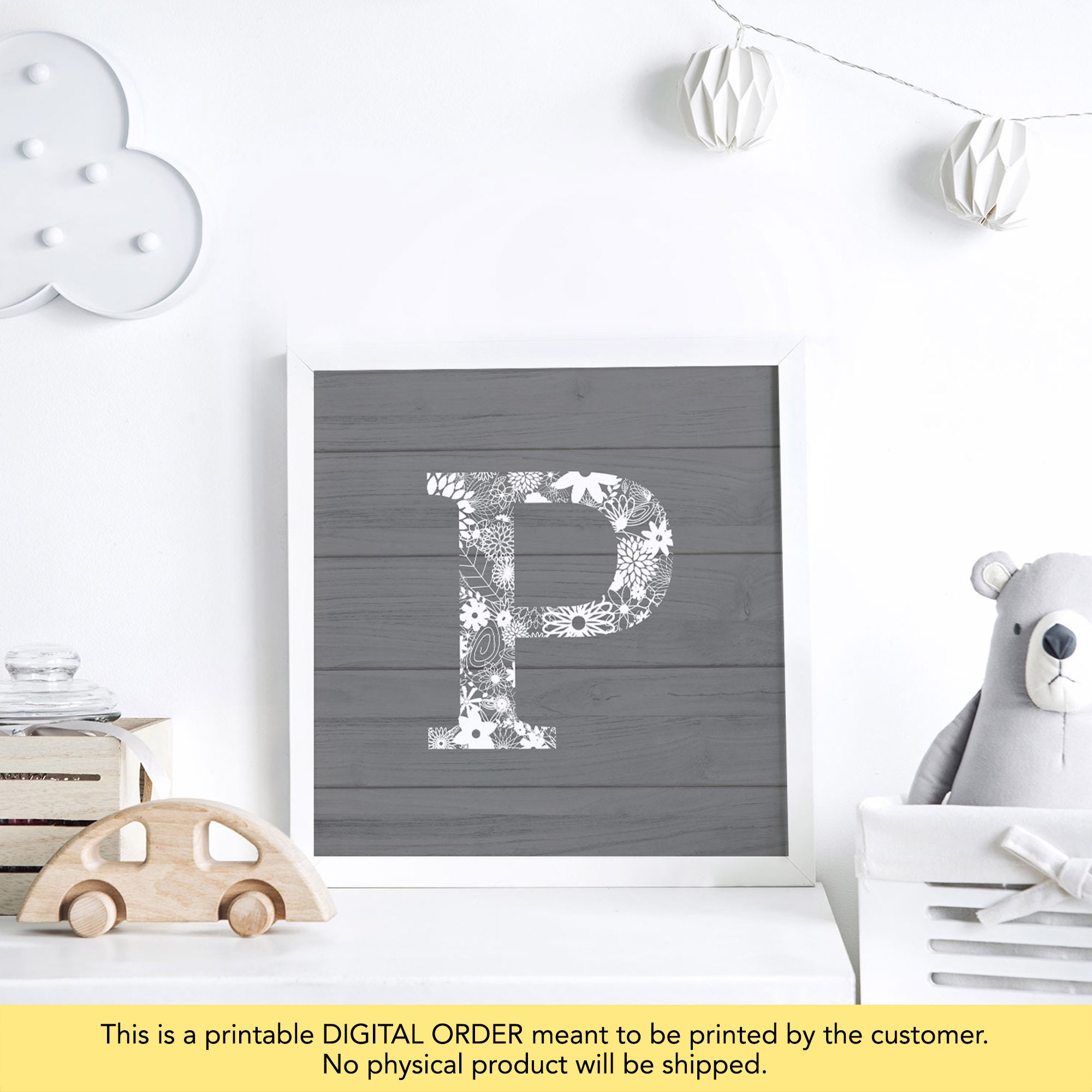 Letter P Wall Decor, Farmhouse Printable Letter, Rustic Letter P, Wood ...