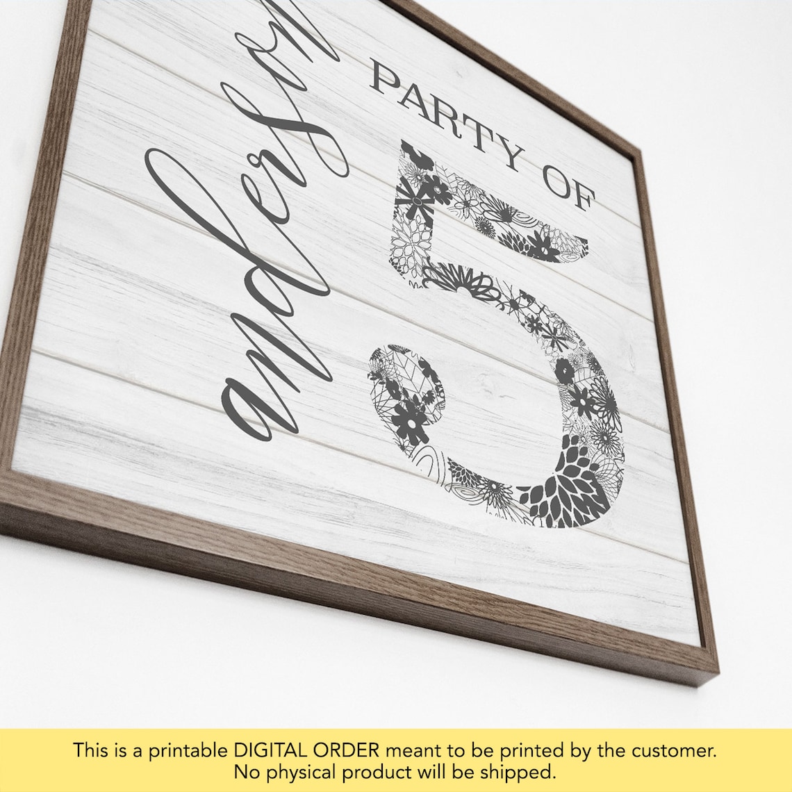 Party of 5 Printable Party of Five Sign Family Number | Etsy