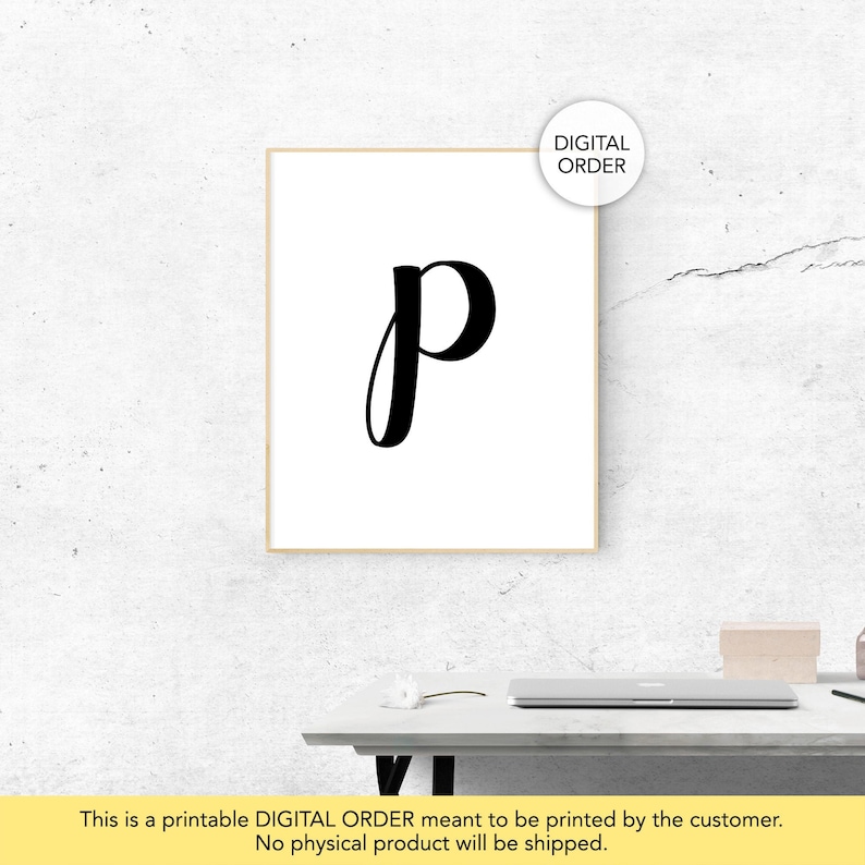 P Initial Print, Printable Letter P, P Wall Decor, Letter P Print ...