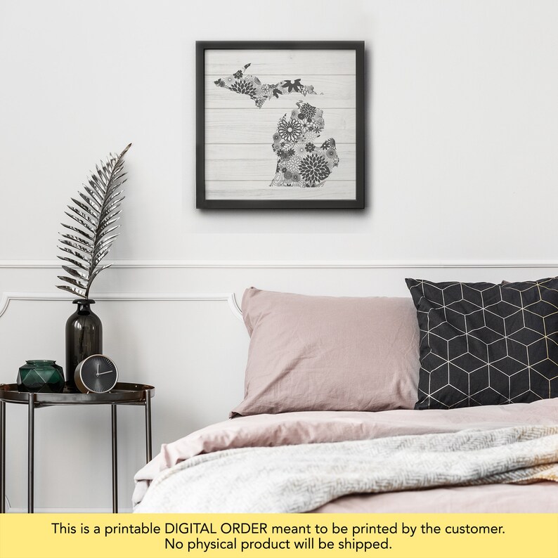 Michigan Printable Michigan Wall Art State of Michigan Art - Etsy