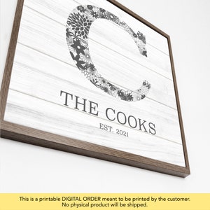 Last Name Letter Sign, Personalized Last Name Print, Last Name Initial ...