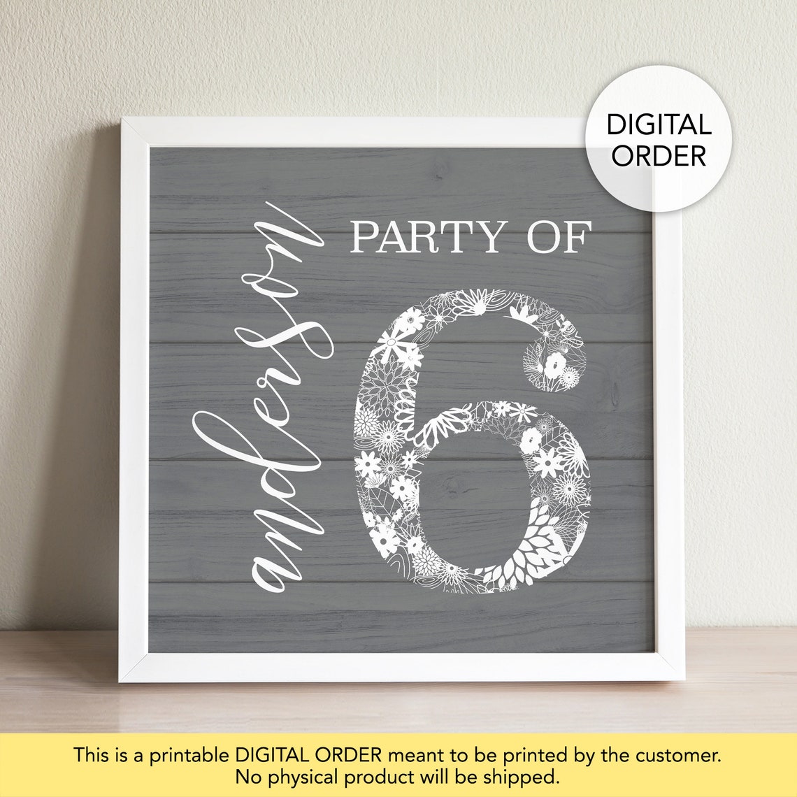 Party of Six Sign Party of 6 Wood Sign Custom Family | Etsy