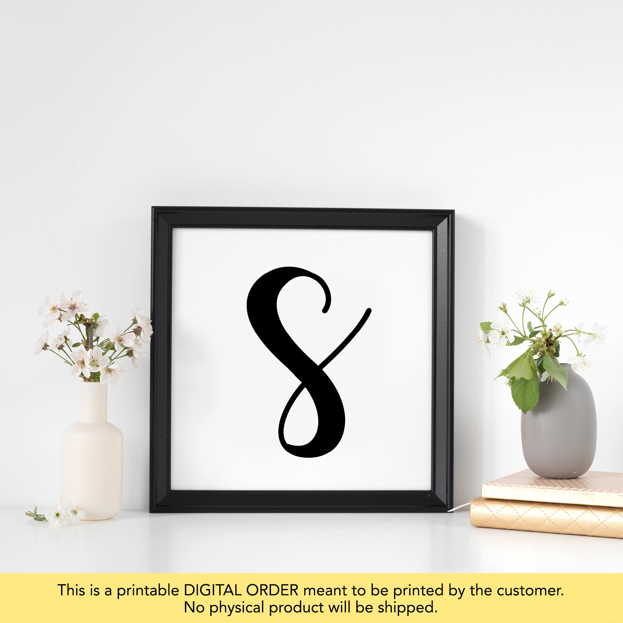 S Wall Art Letter S Wall Decor S Initial Print Decorative | Etsy