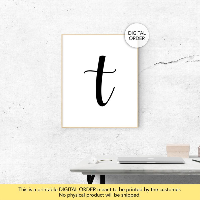 Letter T Wall Decor Letter T Print Printable Letter T | Etsy