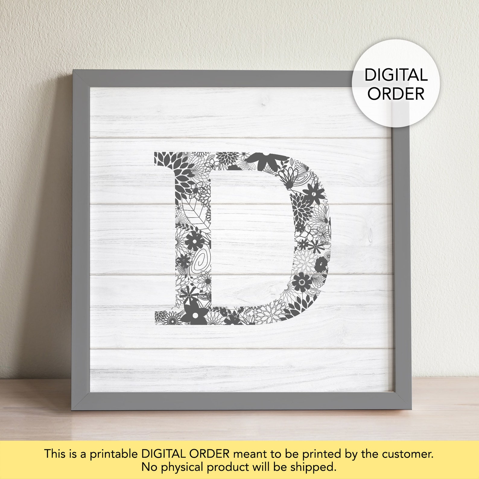 Gray Letter D Farmhouse Letter D Letter D Printable Rustic | Etsy