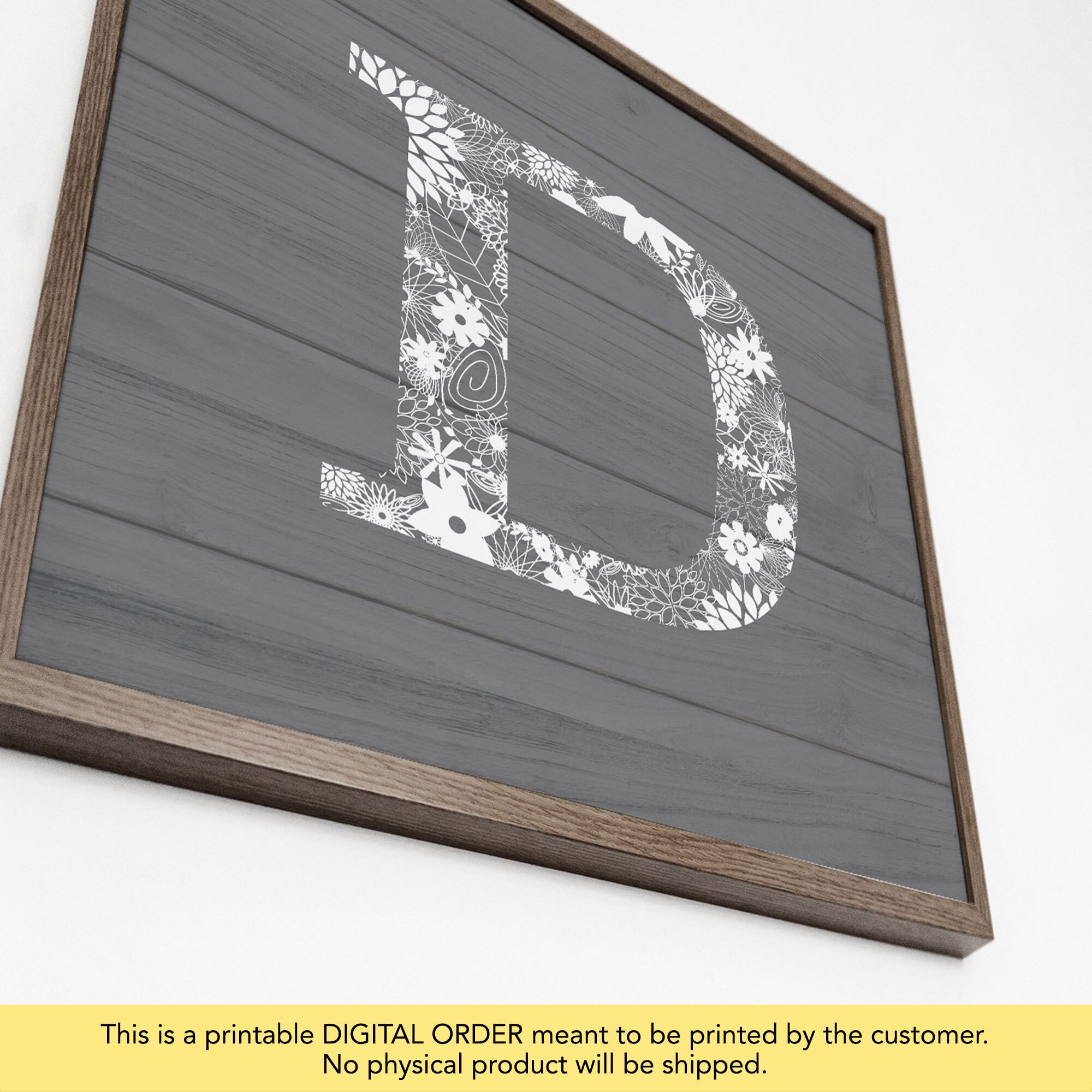 Gray Letter D Farmhouse Letter D Letter D Printable Rustic | Etsy