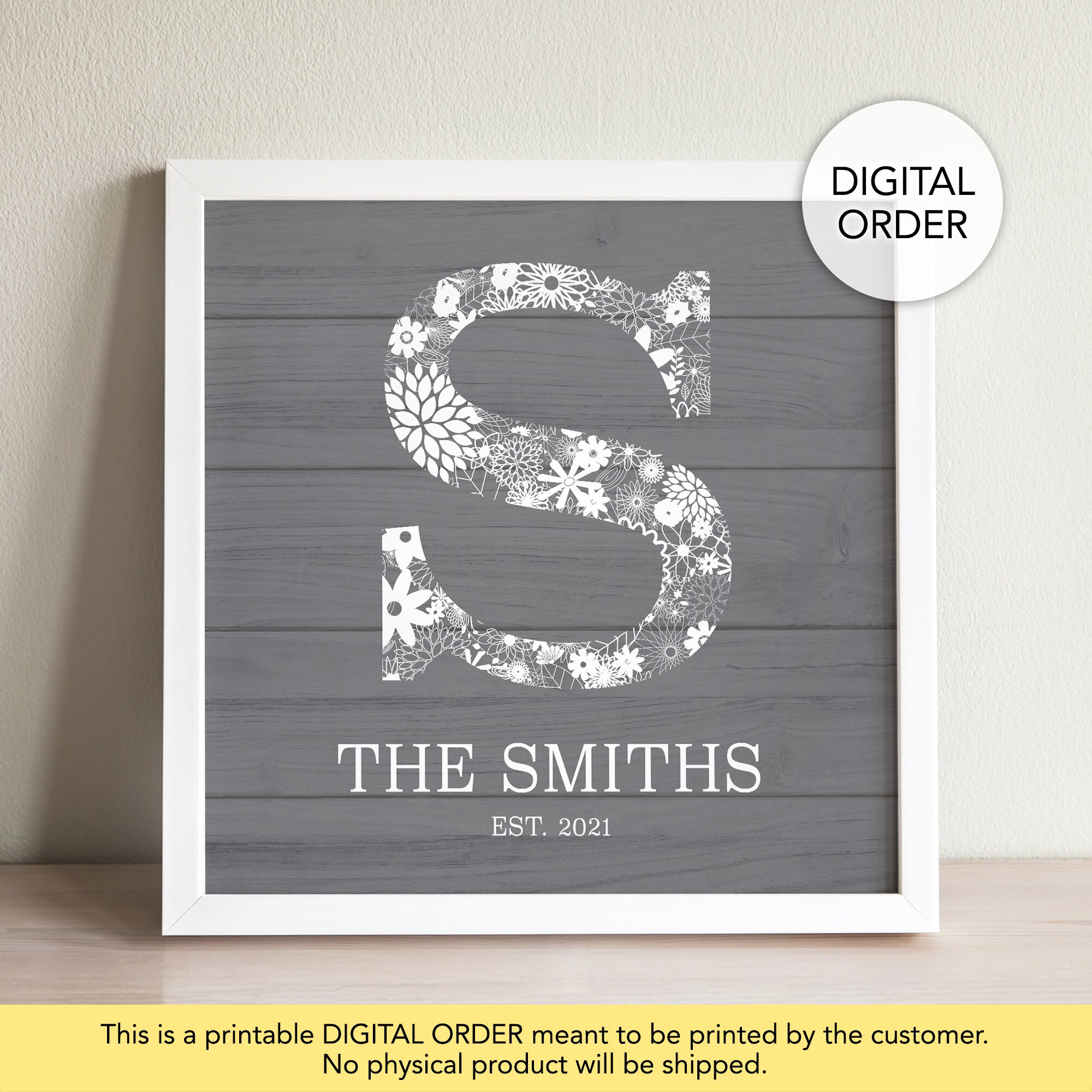 Last Name Letter Sign, Personalized Last Name Print, Last Name Initial ...